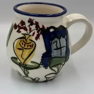 Dining | Hand Painted Studio Pottery Mug Artist Signed Ceramic Cup Blue ...